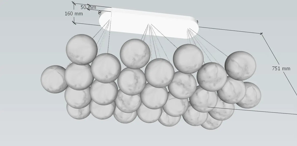 Rectangular Chandelier Alabaster Ball Chandelier